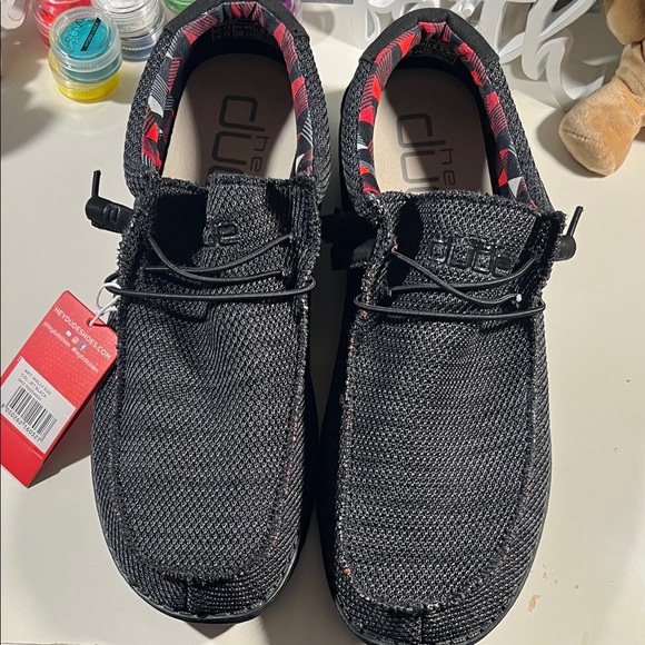 Hey Dude | Shoes | Hey Dude Black And Red Slip One | Poshmark